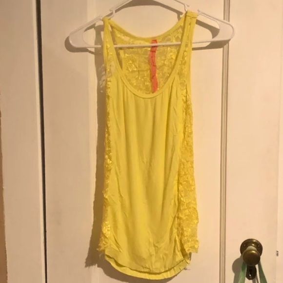 Eight Sixty | Tops | Y2k Era Bright Yellow Tank With Lace Detail | Poshmark